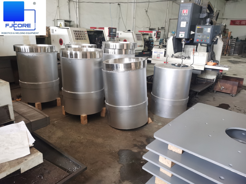 Welding bucket shaped parts coiling circle